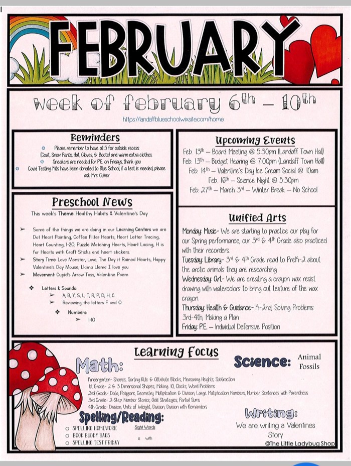Blue School News | The Landaff Ledger