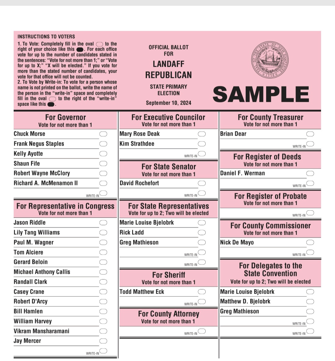 Landaff Sample Ballots | The Landaff Ledger